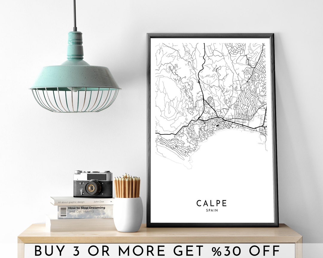 CALPE City Map PRINTABLE Black and White Wall Art Poster Modern ...