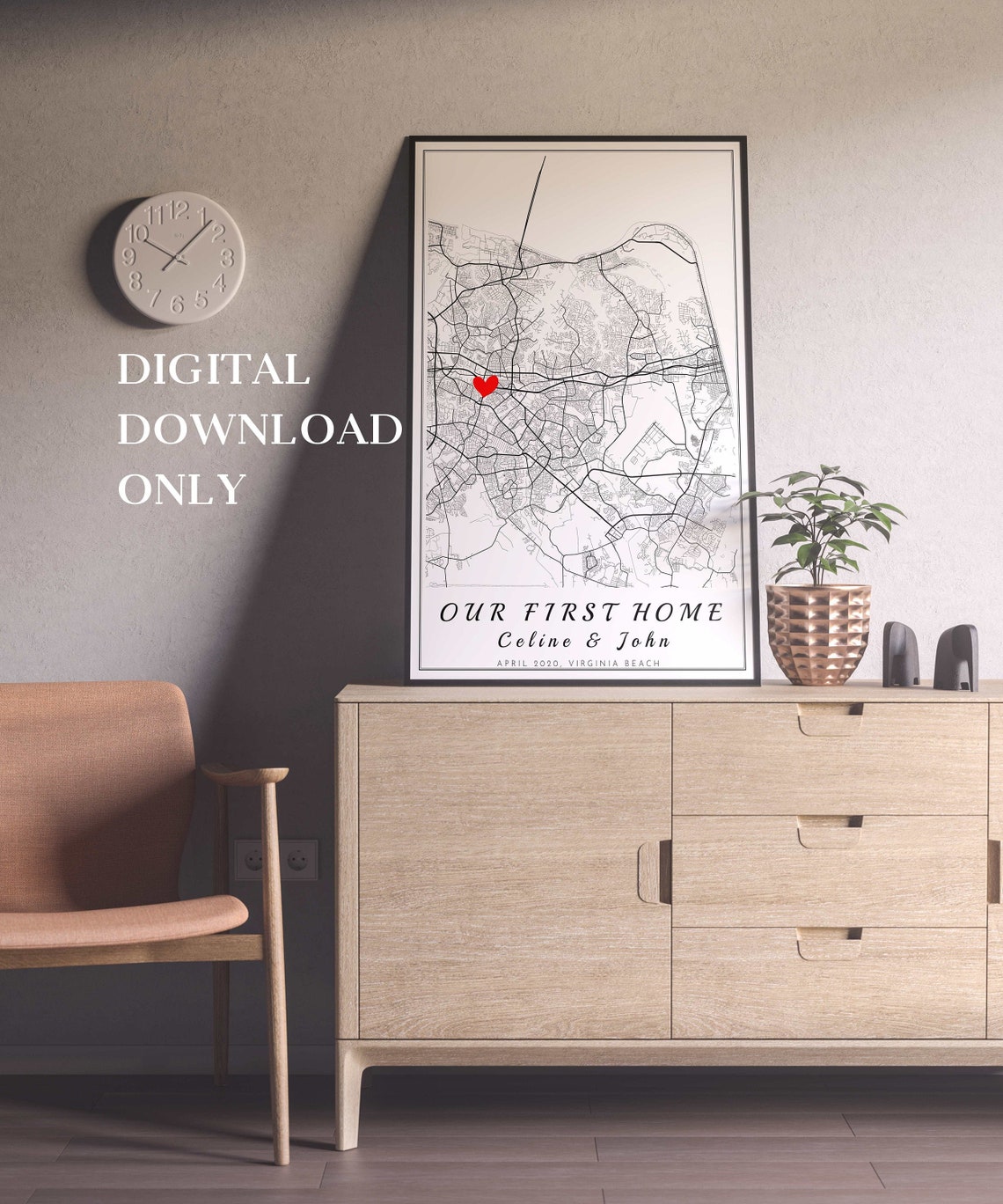 New Home Custom Map PRINTABLE Personalized Location Poster First Home ...