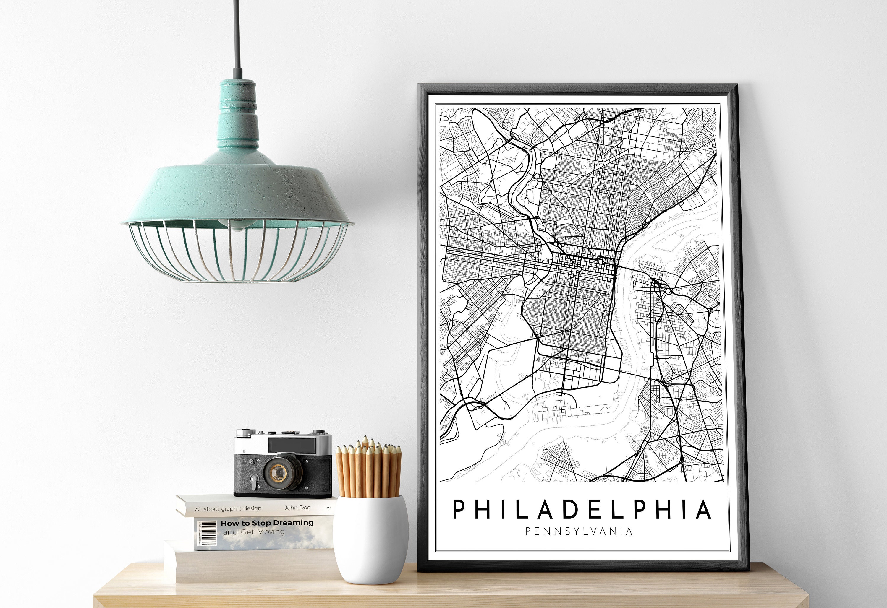 PHILADELPHIA City Map PRINTABLE Black and White Wall Art | Etsy