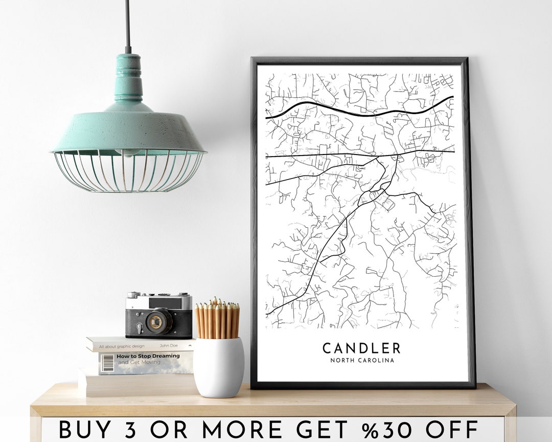 CANDLER City Map PRINTABLE Black and White Wall Art Poster Modern ...