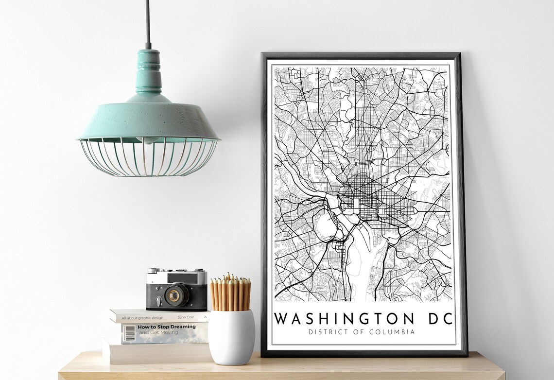 WASHINGTON DC City Map PRINTABLE Black and White Wall Art | Etsy