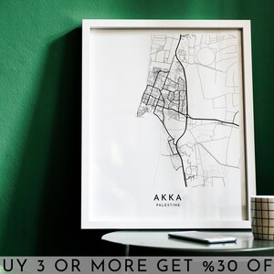 AKKA City Map PRINTABLE Black and White Wall Art Poster Modern ...