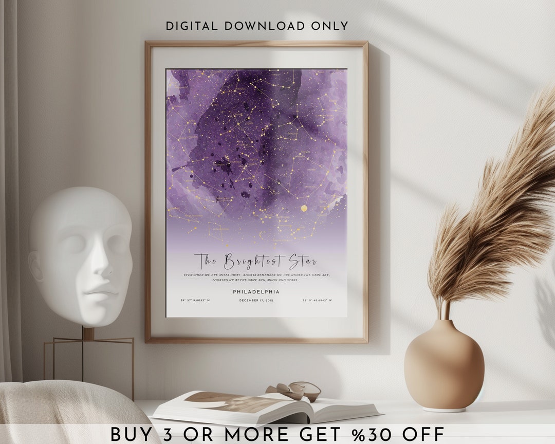 Custom Star Map Gift: Night Sky Print, Personalized Date, Anniversary ...