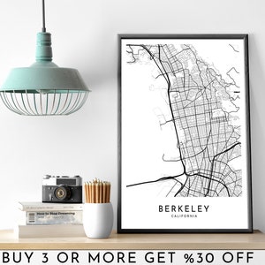 BERKELEY City Map PRINTABLE Black and White Wall Art Poster - Etsy