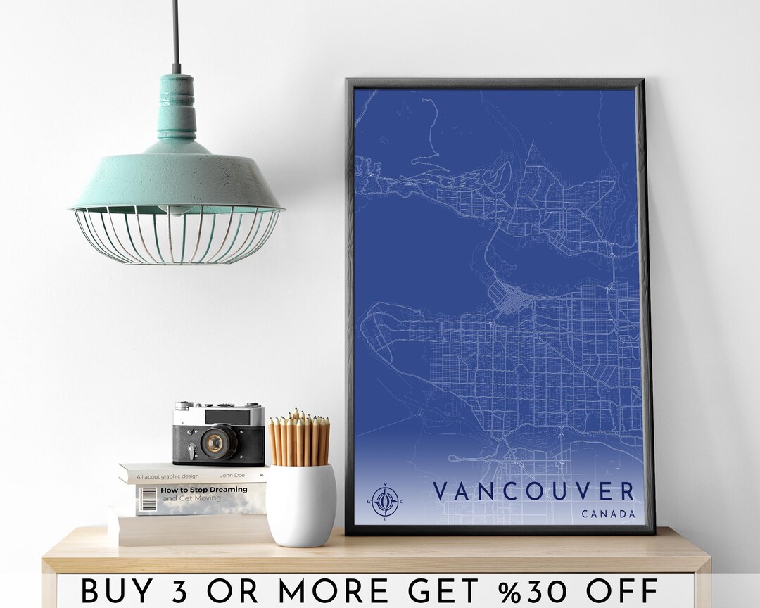 VANCOUVER City Map PRINTABLE Blueprint Map Wall Art Poster Modern ...
