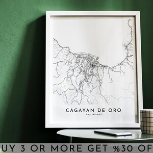 CAGAYAN DE Oro City Map PRINTABLE Black and White Wall Art Poster ...