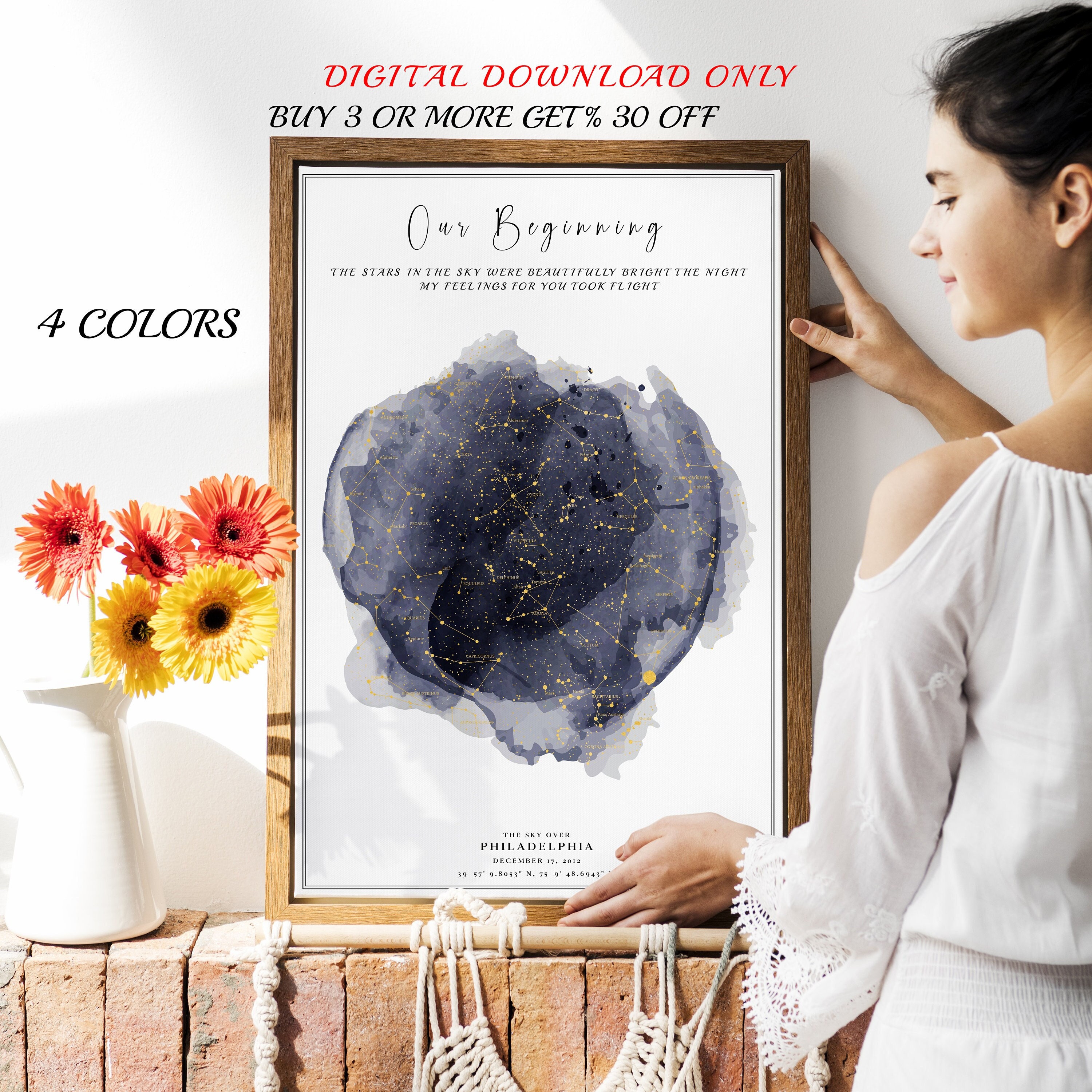 Custom Star Map by Date Personalized Star Chart Night Sky - Etsy Canada