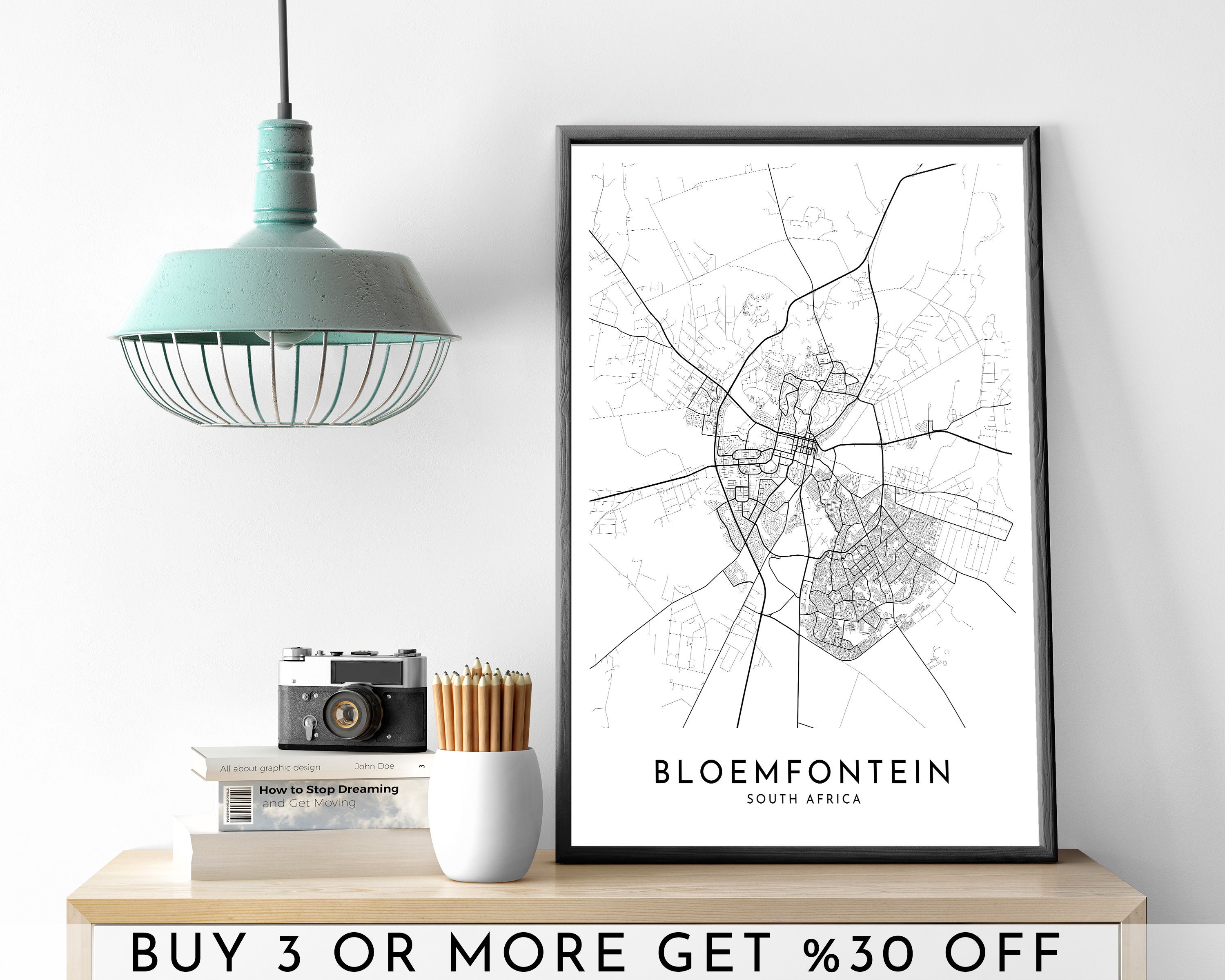 BLOEMFONTEIN City Map PRINTABLE Black and White Wall Art - Etsy