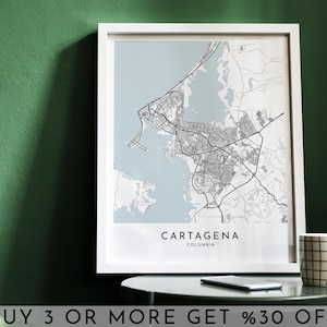 CARTAGENA City Map PRINTABLE Black and White Wall Art Poster Modern ...