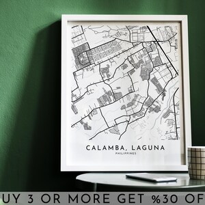 Calamba-laguna City Map Art: Modern Black and White Print (digital File ...
