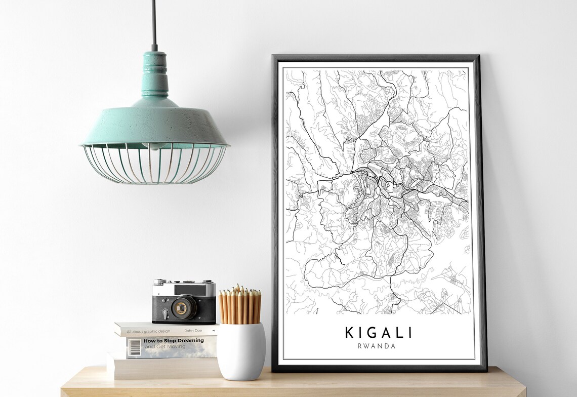 KIGALI City Map PRINTABLE Black and White Wall Art Poster - Etsy