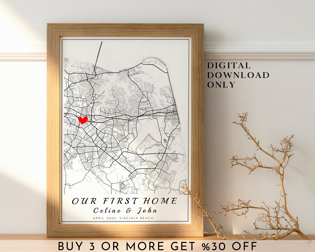 New Home Custom Map PRINTABLE Personalized Location Poster First Home ...
