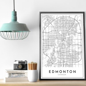 EDMONTON City Map PRINTABLE Black and White Wall Art Poster - Etsy