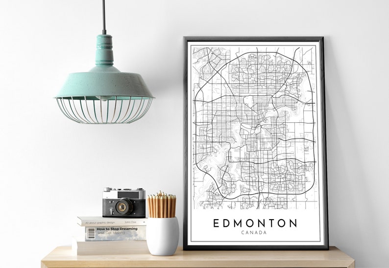 EDMONTON City Map PRINTABLE Black and White Wall Art Poster - Etsy