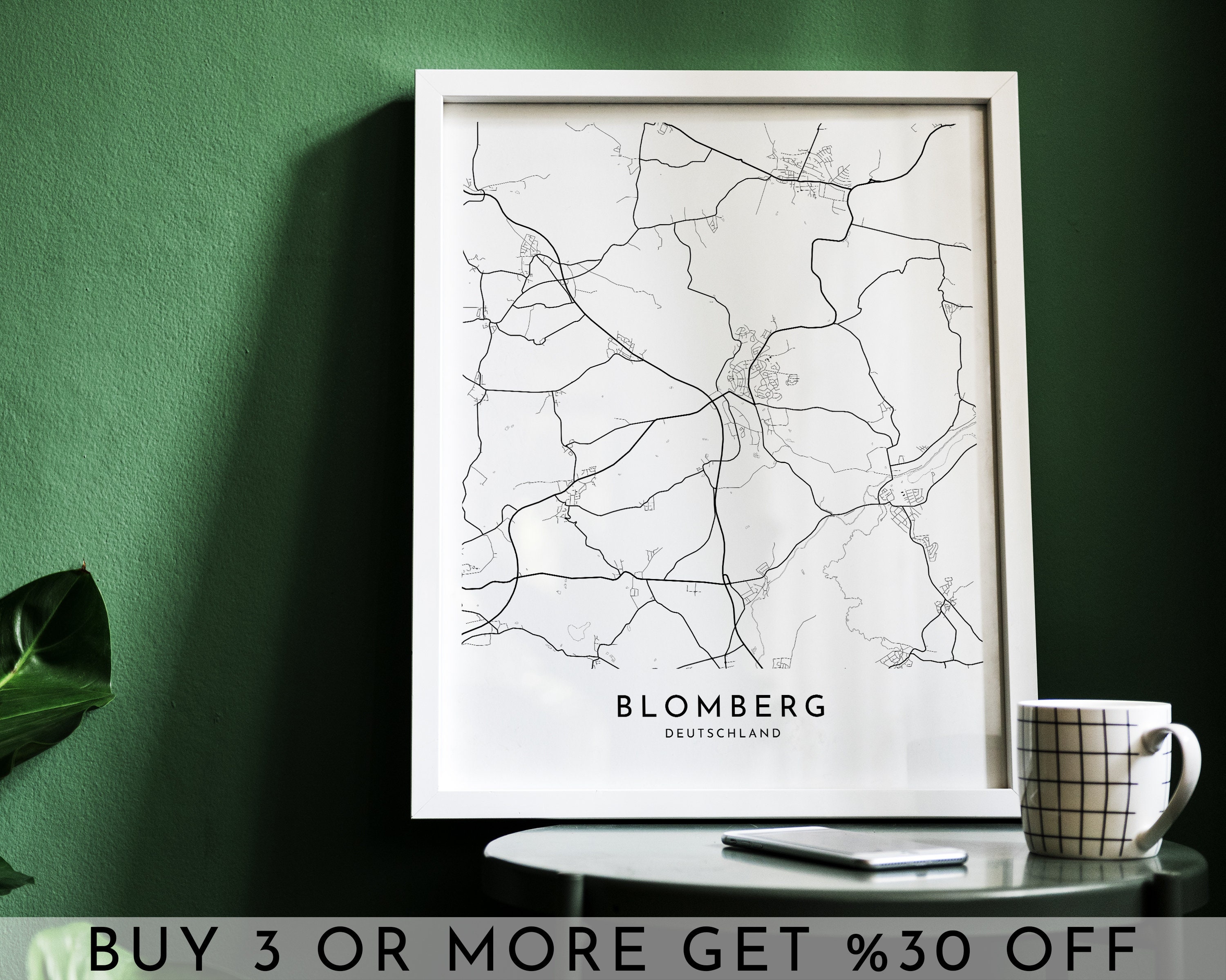 BLOMBERG City Map PRINTABLE Black and White Wall Art Poster - Etsy