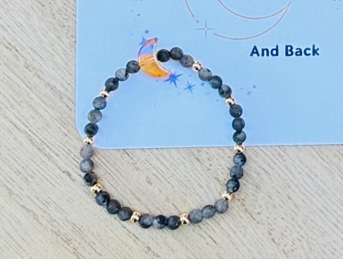 Crystal Moon Bracelet: Quartz or Labradorite Beaded Stretch Bracelet - Etsy