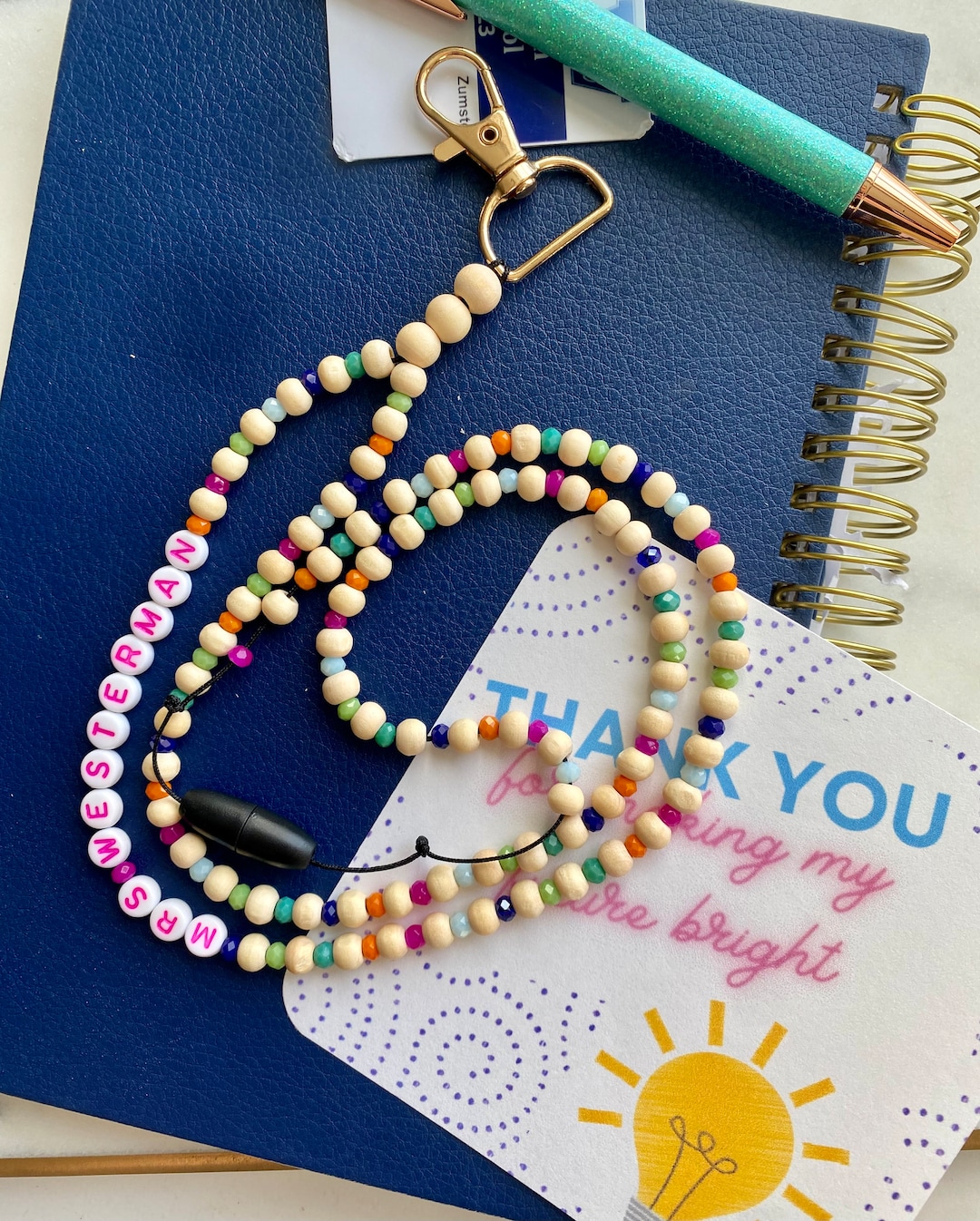 Personalized Beaded Lanyard - Etsy