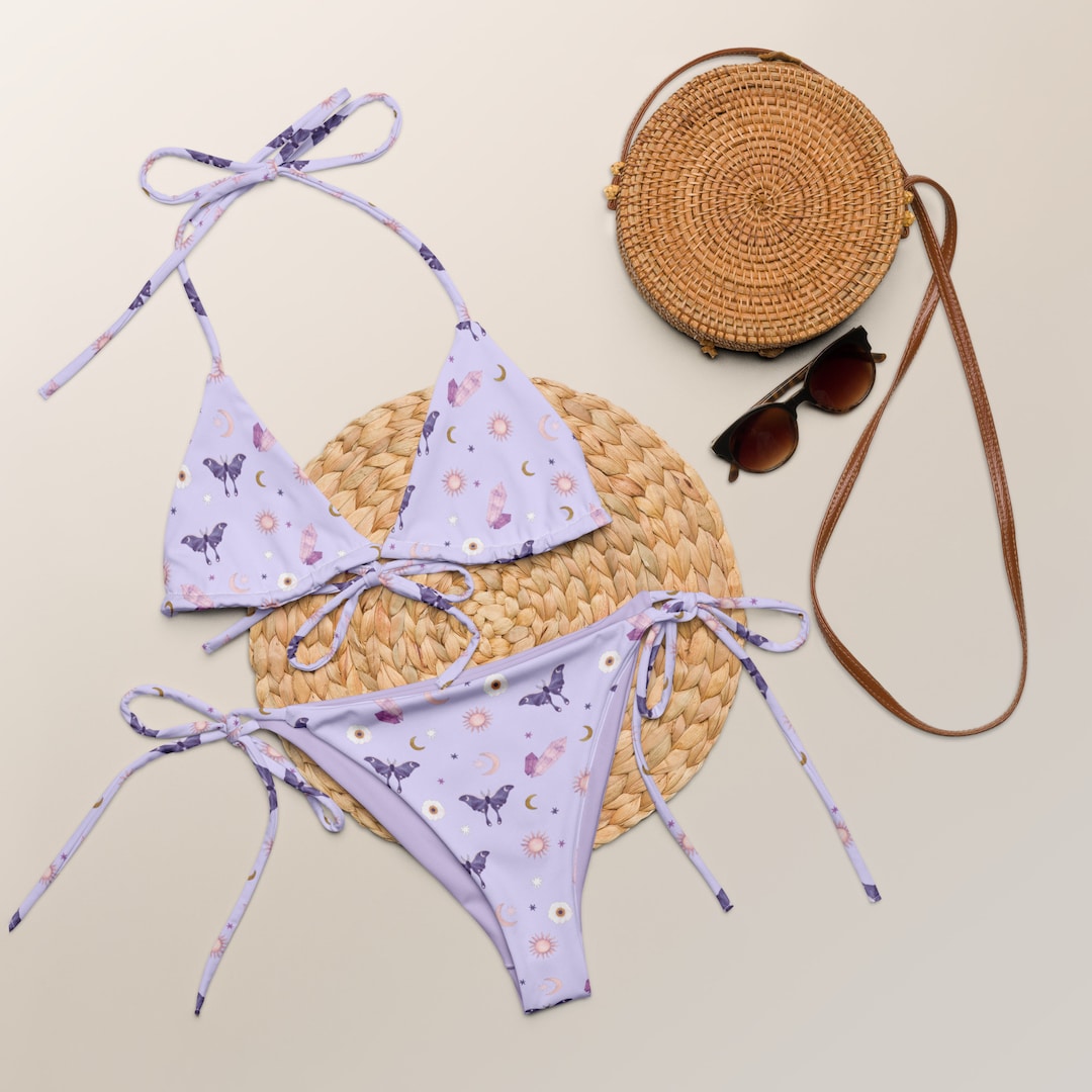 Crystal Moon Moth String Bikini Lavender, Black, Swimsuit, Beachwear ...