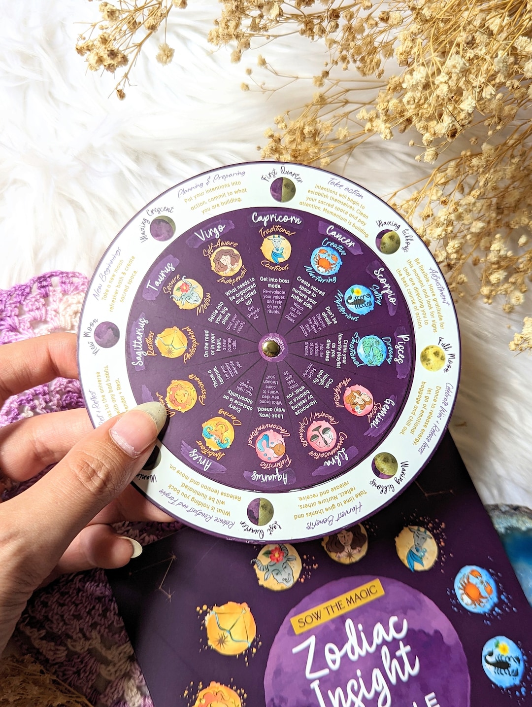 Zodiac Moon Phase Volvelle Zodiac, Spiritual Tool, Divination ...