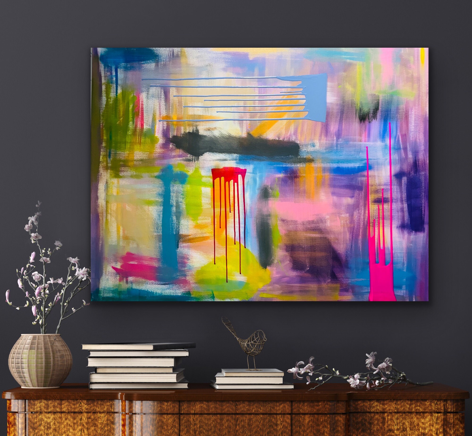 Acrylbild auf Leinwand Abstrakte Kunst Malerei Kunstwerk - Etsy.de