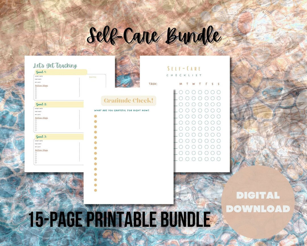 Self-care Bundle, Self-care Checklist, Goal Tracker, Gratitude List ...