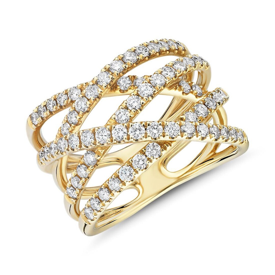 Gold Stackable Diamond Ring for Women, Certified Lab Grown VVS-F ...