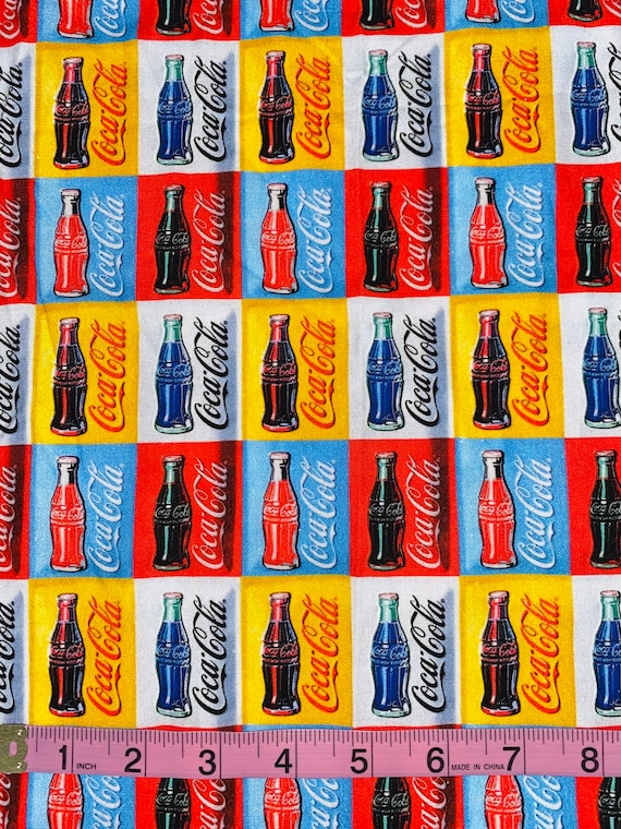 Craft Supplies & Tools Vintage Coca Cola Coke 100% Cotton Fabric ...