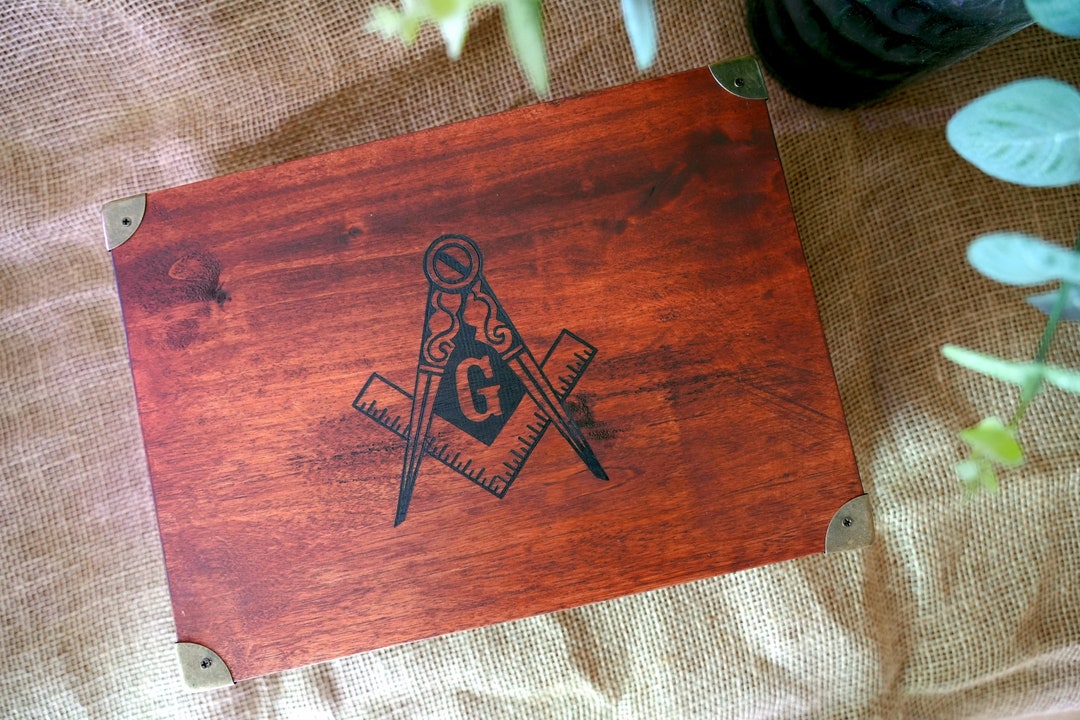 Large Masonic Treasure Box, Carved Solid Wood Chest Box, Vintage Box ...
