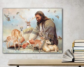 Jesus and Deer - Etsy