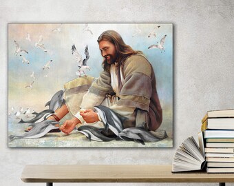 Jesus and Dolphin - Etsy