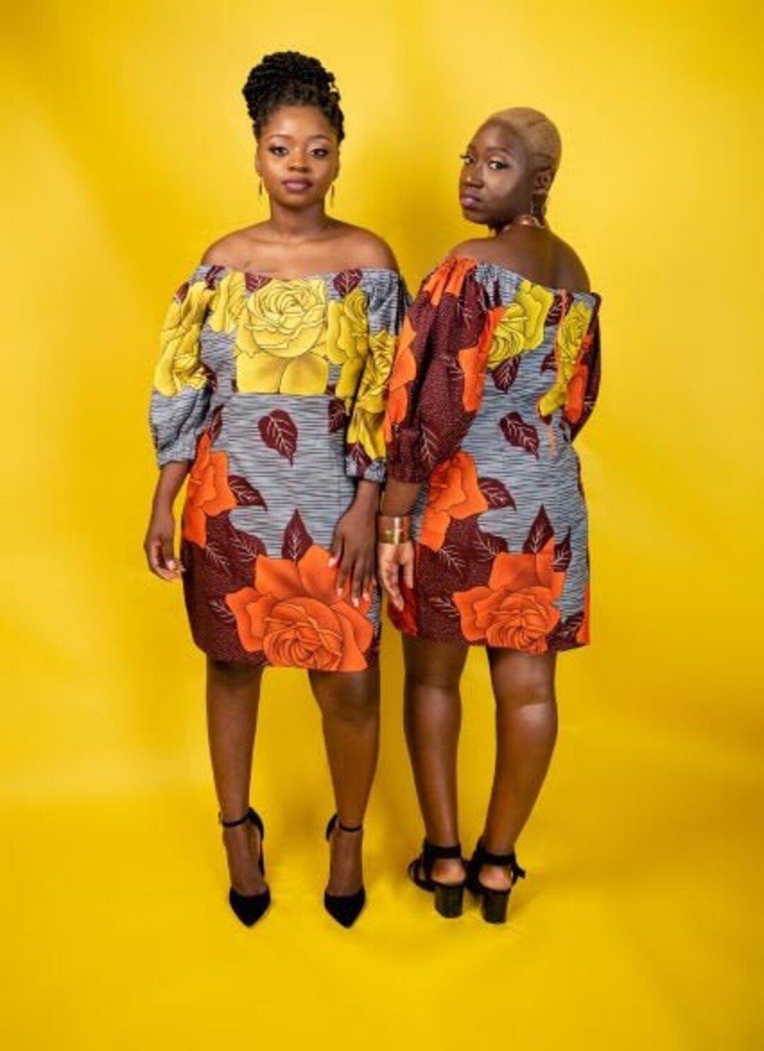 DARA African Print Dress, Ankara Short Dress, ORANGE YELLOW Clothing ...