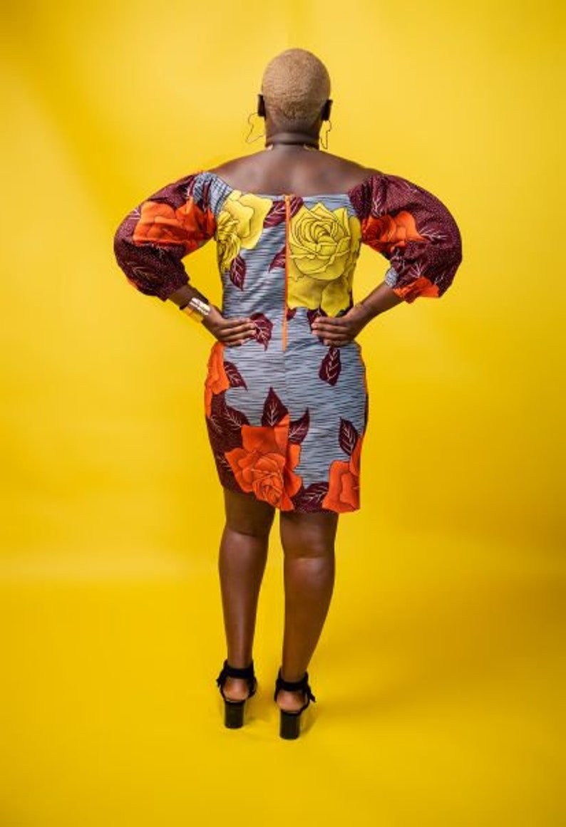 DARA African Print Dress, Ankara Short Dress, ORANGE YELLOW Clothing ...