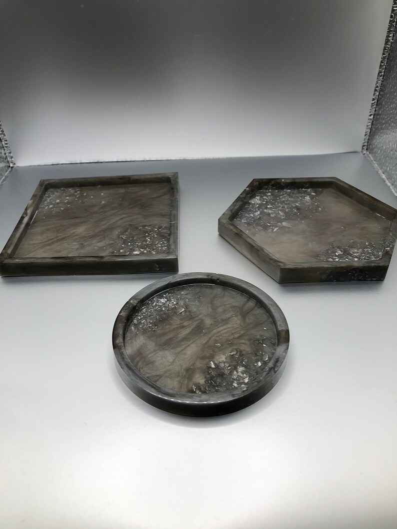 Grey Marble Coasters Handmade Resin Coasters Gifts for Her Marble ...