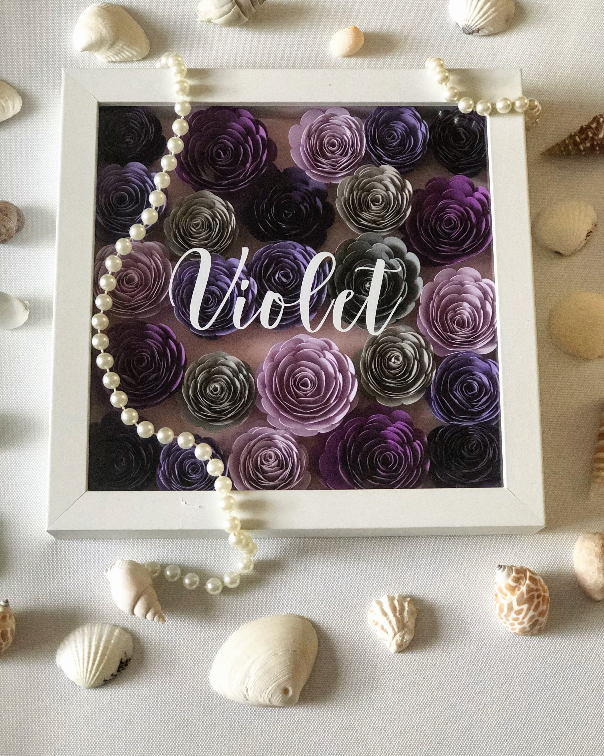Personalized Paper Flower Shadow Box 8x8 paper Flower Shadow - Etsy