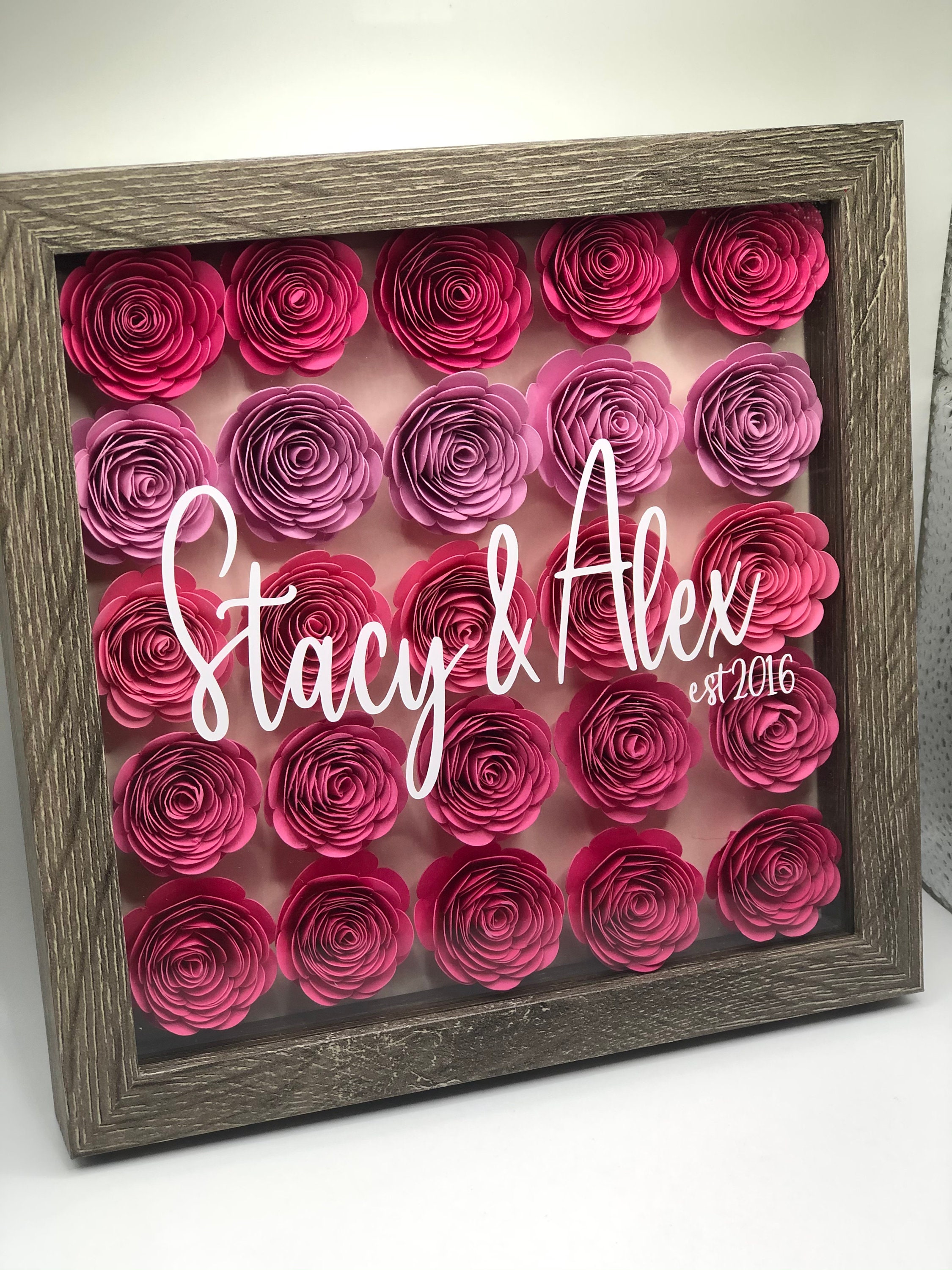 Personalized Paper Flower Shadow Box 8x8 paper Flower Shadow - Etsy