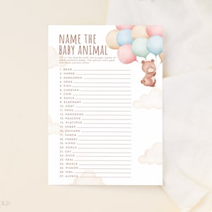TEDDY | Name the Baby Animal Game Baby Shower Game Editable Template ...