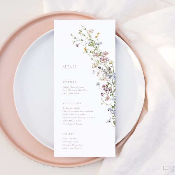 Floral Menu - Etsy