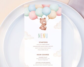 Teddy Bear Baby Shower Menu - Etsy