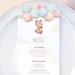 TEDDY | Bear Menu Template Download Bear With Balloon Baby Shower Menu ...