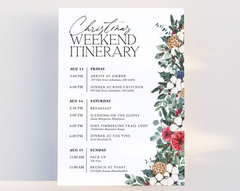 Christmas Itinerary - Etsy