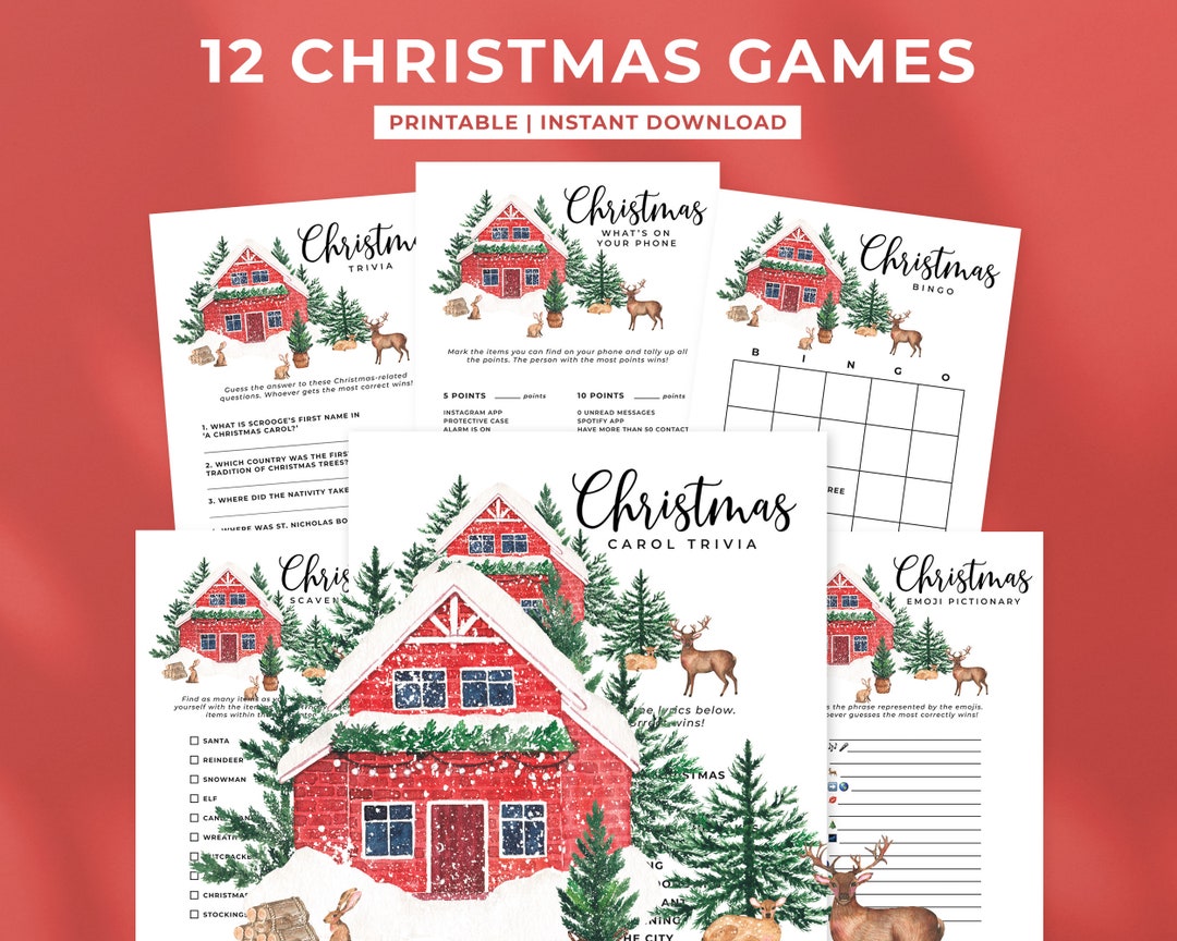 12 Christmas Games Bundle Template, Printable Christmas Party Games ...