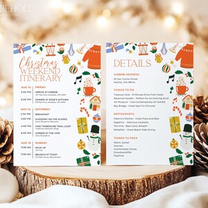 Editable Christmas Weekend Itinerary Template, Holiday Trip Planner ...