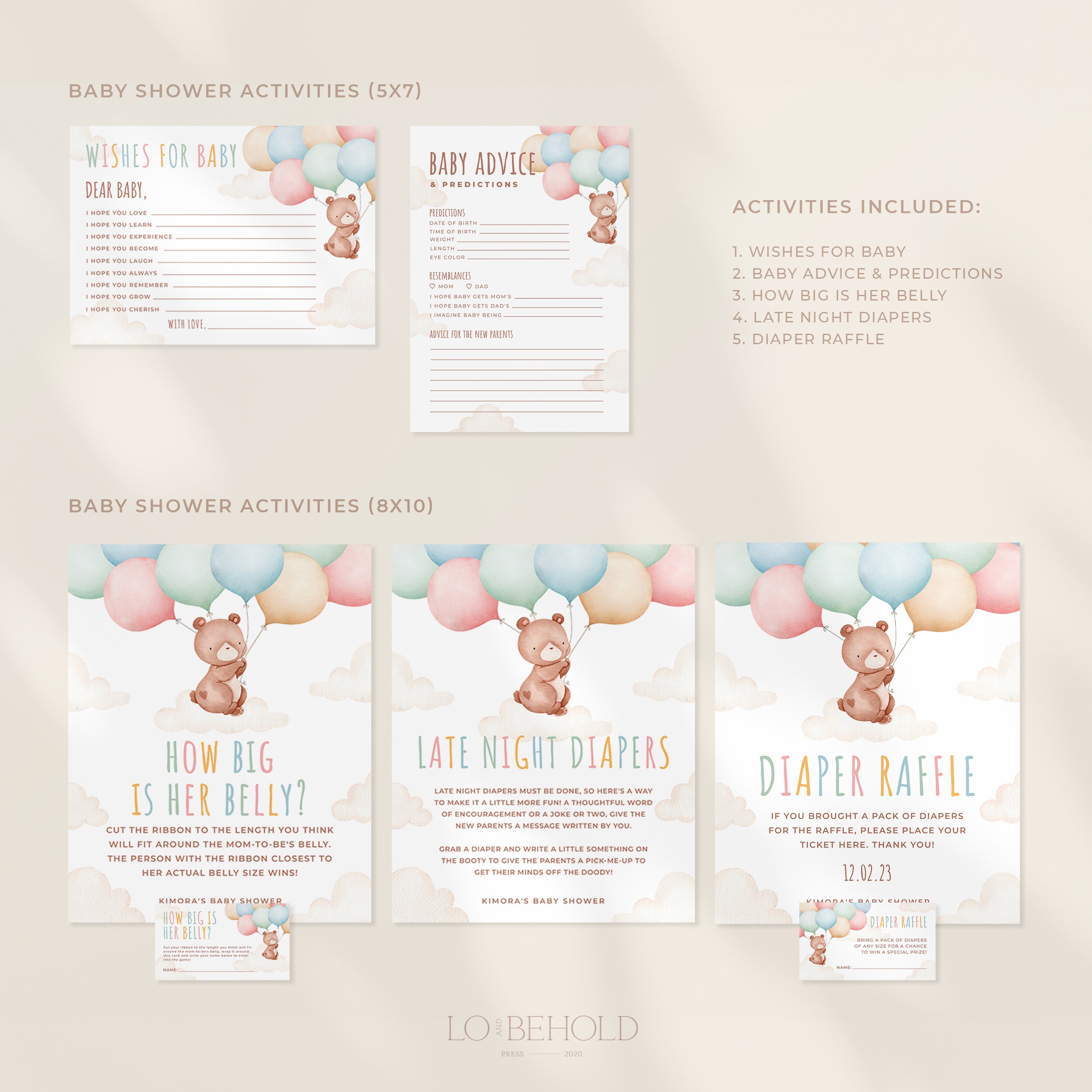 TEDDY 15 Baby Shower Games Bundle Bear With Balloon Baby - Etsy