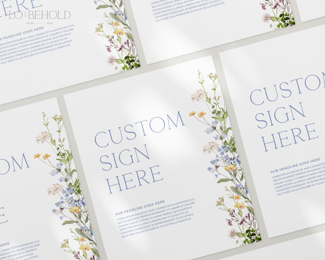 Minimalist Floral Custom Sign Template Download Wildflower - Etsy
