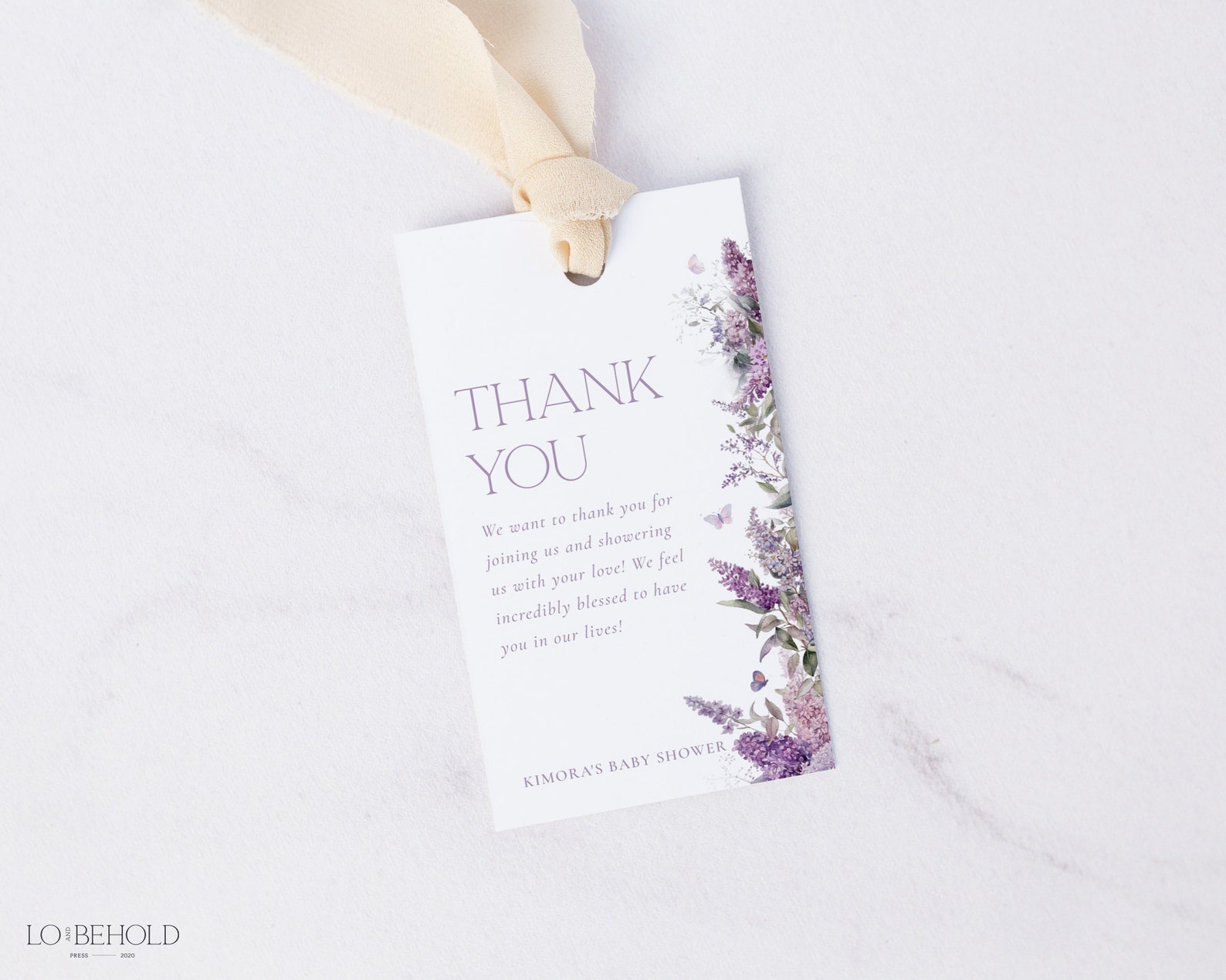 Wisteria Thank You Tag Template, Printable Baby Shower Thank You Tag ...