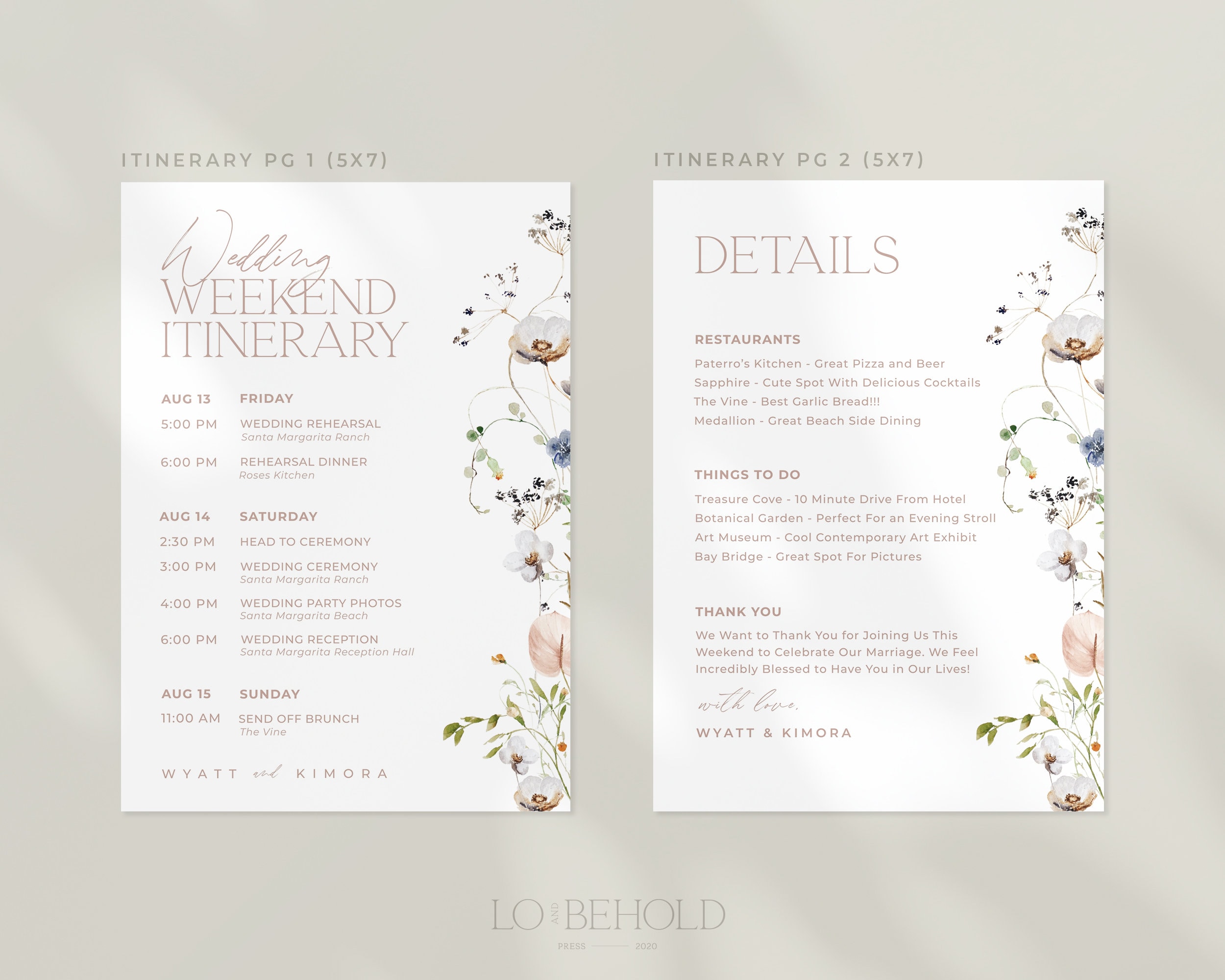 ENCHANTED Wedding Itinerary Template Editable Instant - Etsy