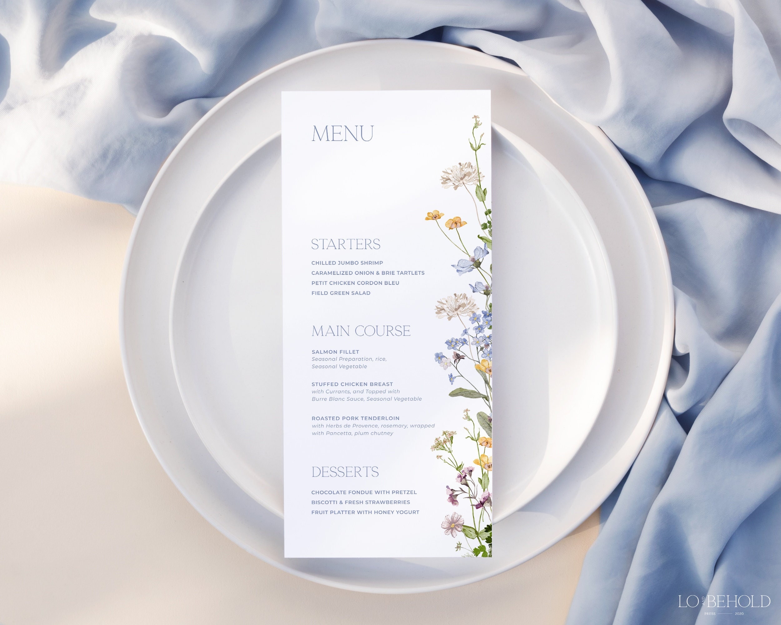 Floral Wedding Menu Template Minimalist Floral Menu Card - Etsy