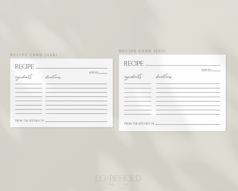 ALTAR | Minimalist Recipe Card Bridal Shower Editable Template DIY ...