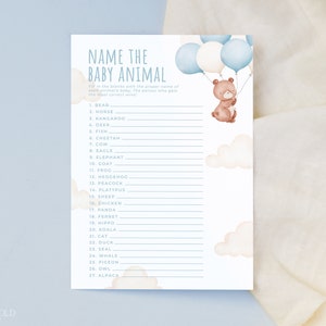 TEDDY | Name the Baby Animal Game Baby Shower Game Editable Template ...