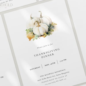 Minimalist Fall Invitation Template Download, Pumpkin Thanksgiving ...